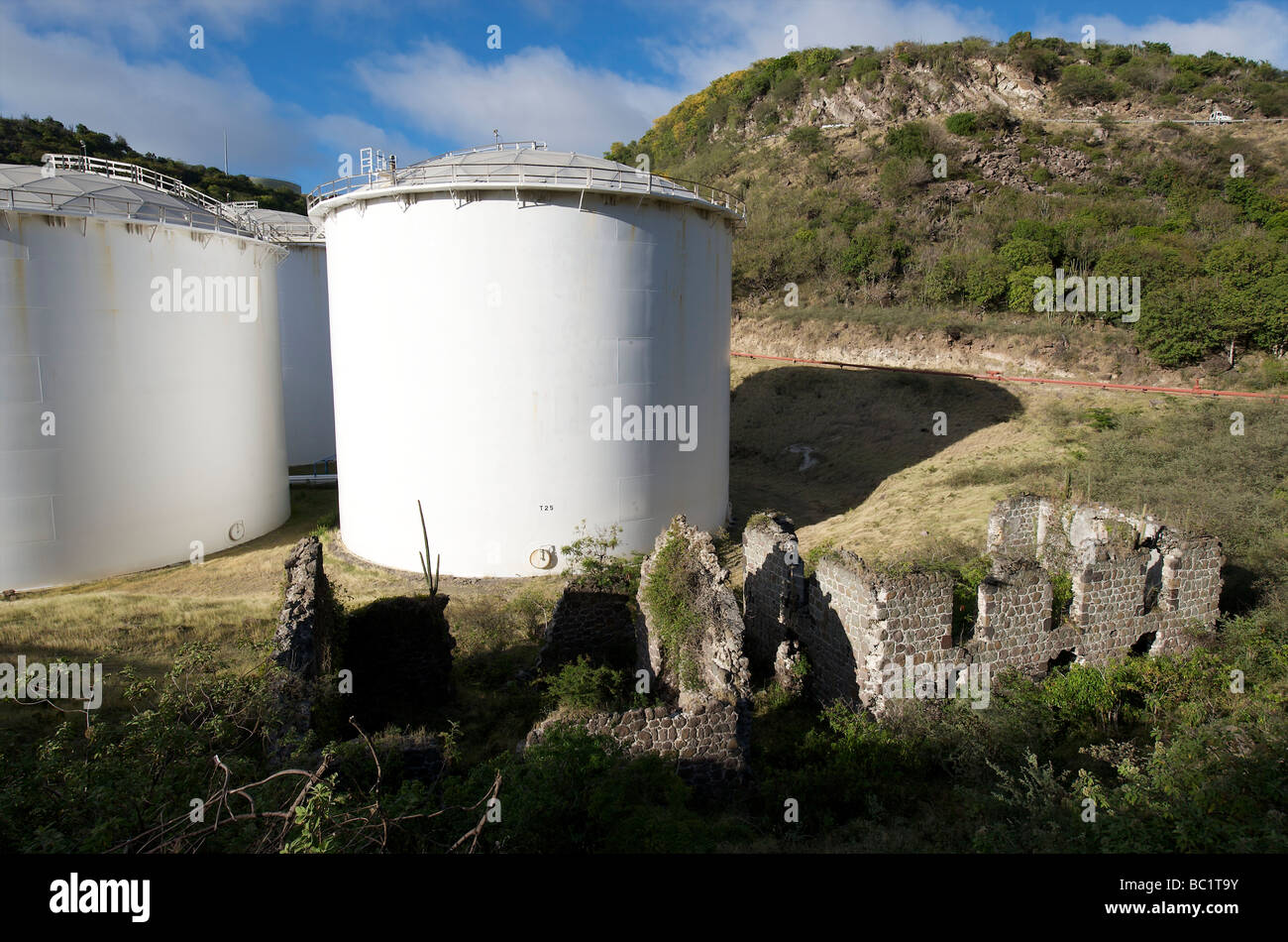 Sint Eustatius historical ruins at the terminals of Statia Oil Stock ...
