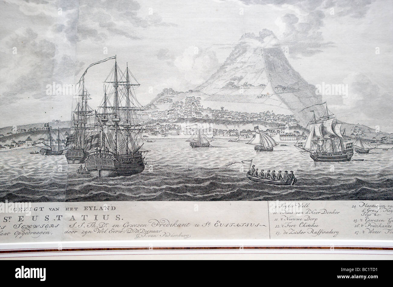 Historical drawings of the harbour of colonial Sint Eustatius Stock ...