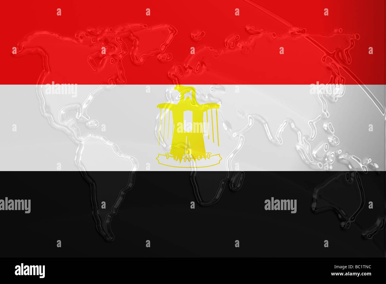 Flag of Egypt national country symbol illustration with world map ...
