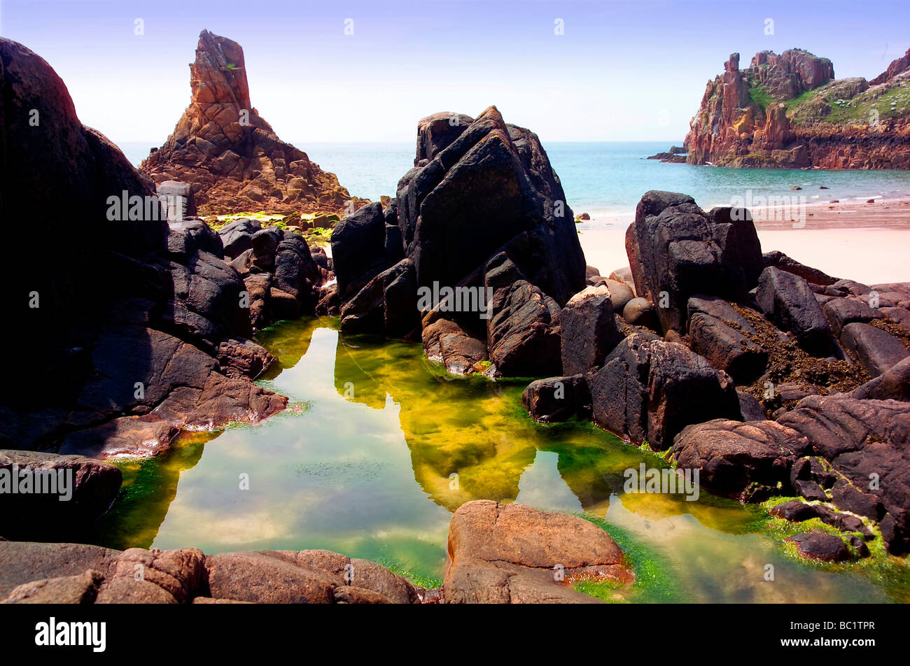Rock pool on beach Stock Photo - Alamy