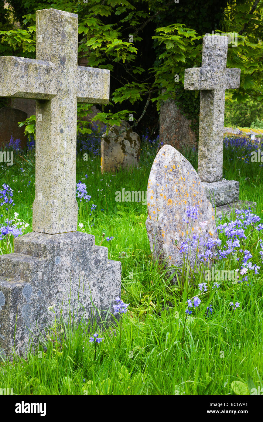 Graveyard at St Michaels Parish Church Chagford Devon England Stock ...