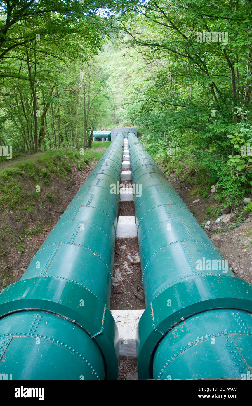 Hydro electric water delivery pipes scotland Stock Photo - Alamy