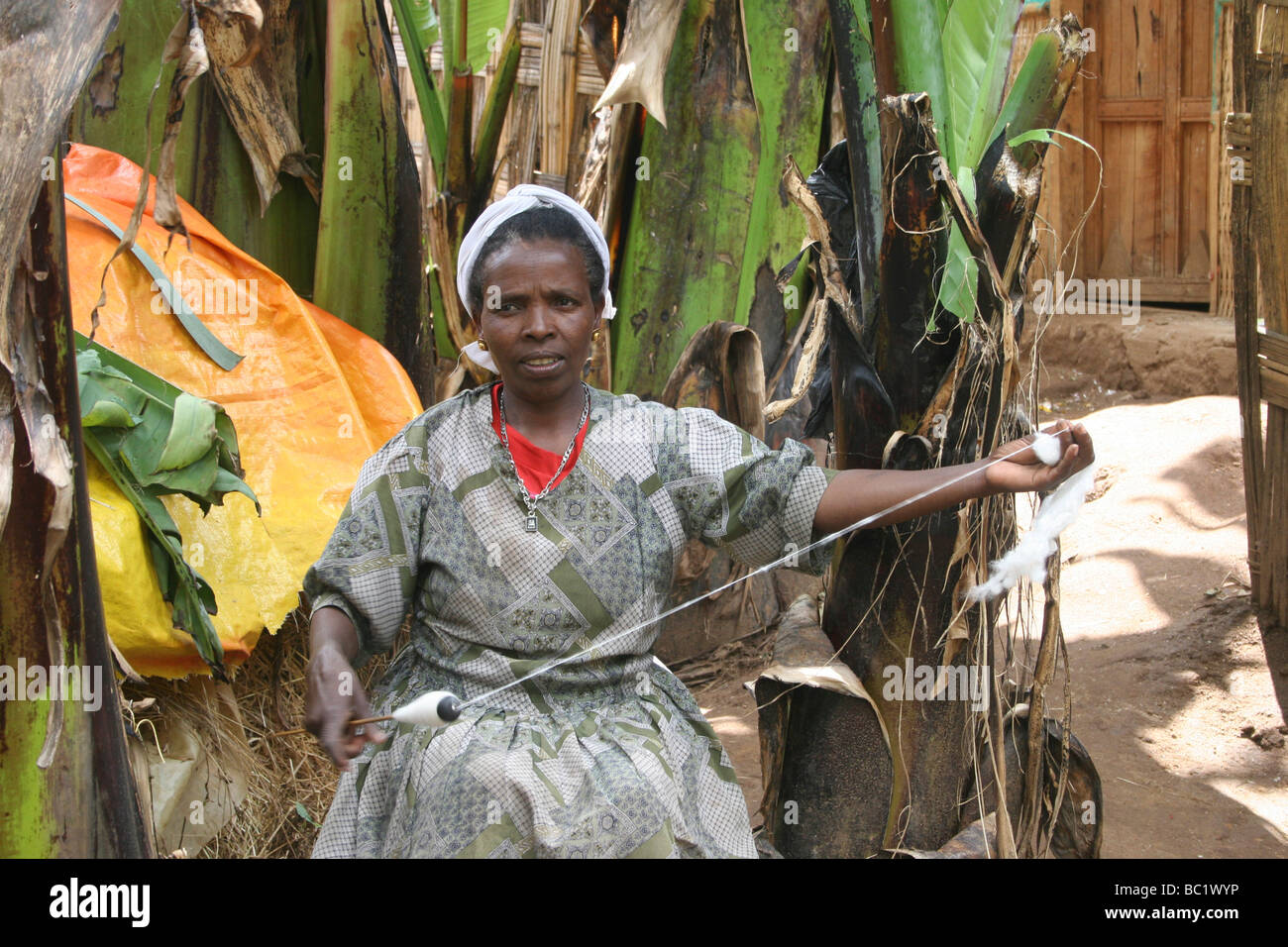 Africa Ethiopia Omo region Chencha Dorze village woman manually ...
