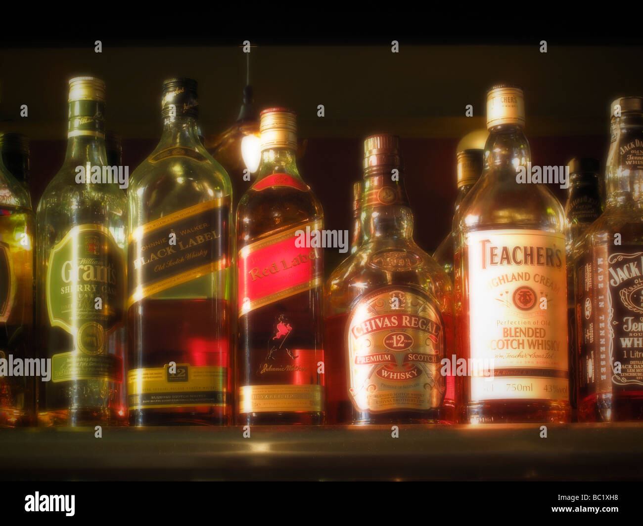 Collection of alcoholic bottles Stock Photo - Alamy