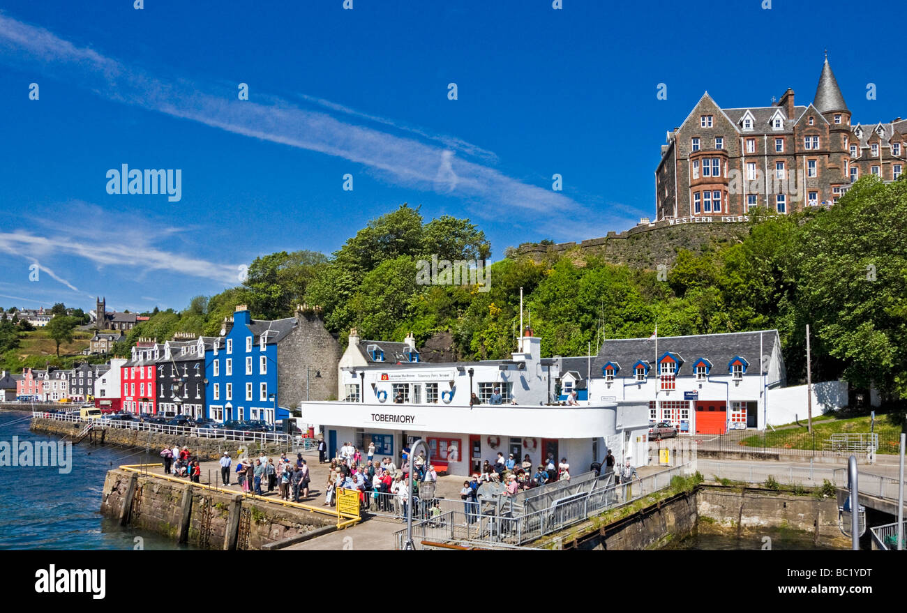 Harbour view of Tobermory on Mull in Scotland with colourful houses and ...