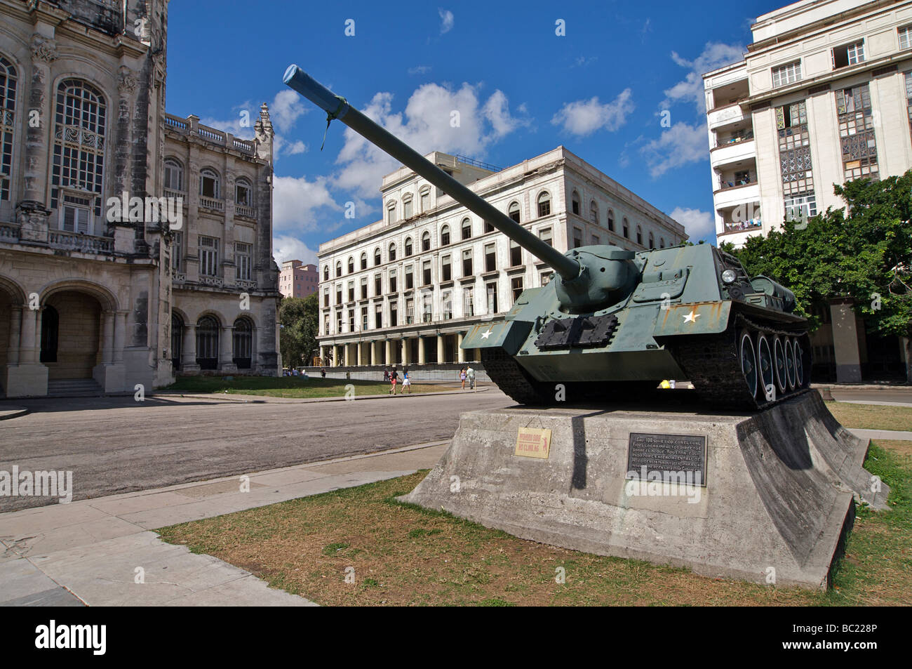 SAU-100 Soviet tank used by Fidel Castro. Outside the Museum of the ...