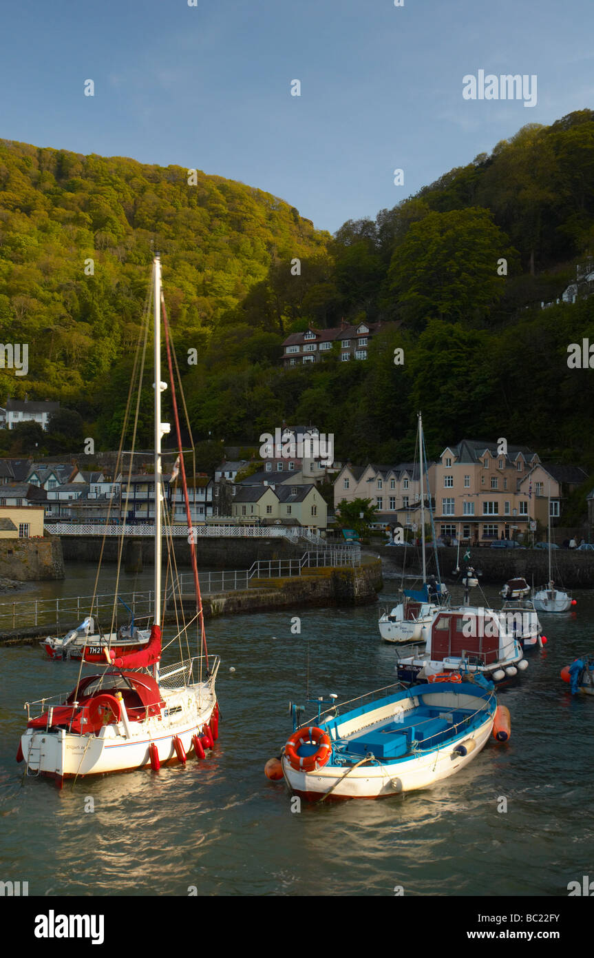 Fishing boats in Lynmouth Harbour on the North Devon coast UK Stock ...