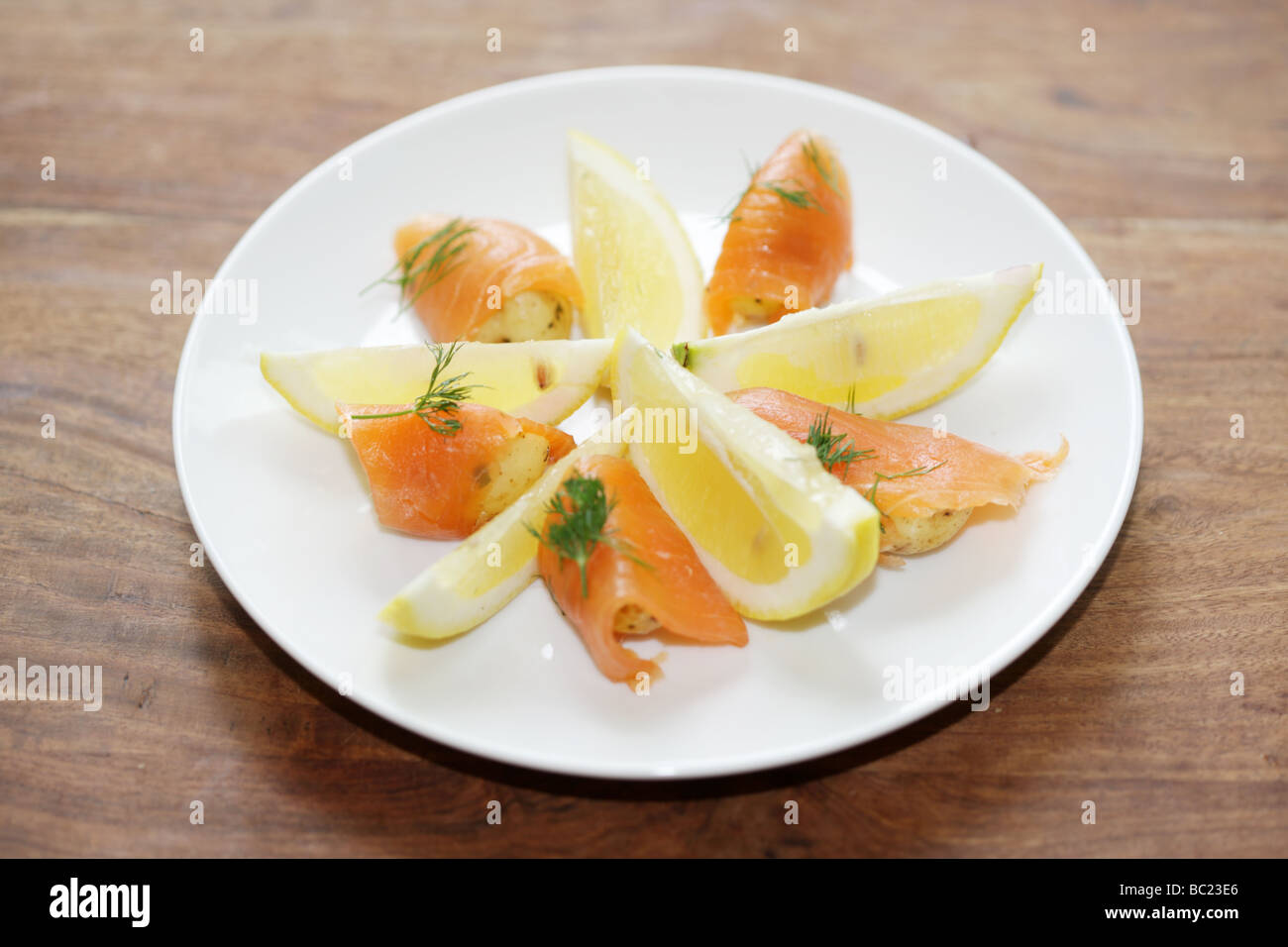 Smoked salmon slice on Cut Out Stock Images & Pictures - Alamy
