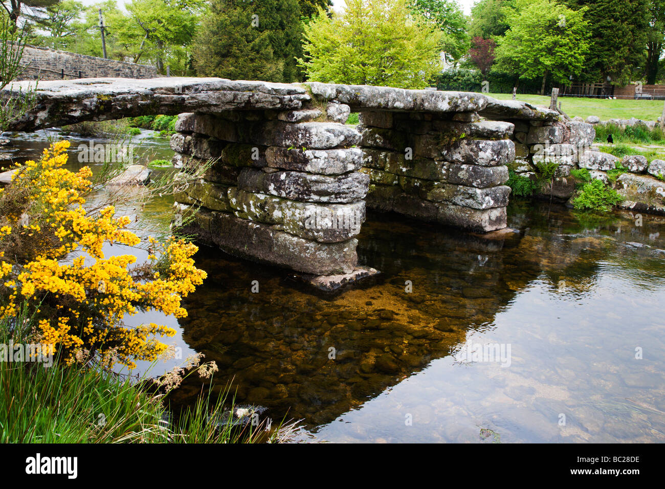 Clapper Bridge Postbridge Devon England Stock Photo - Alamy