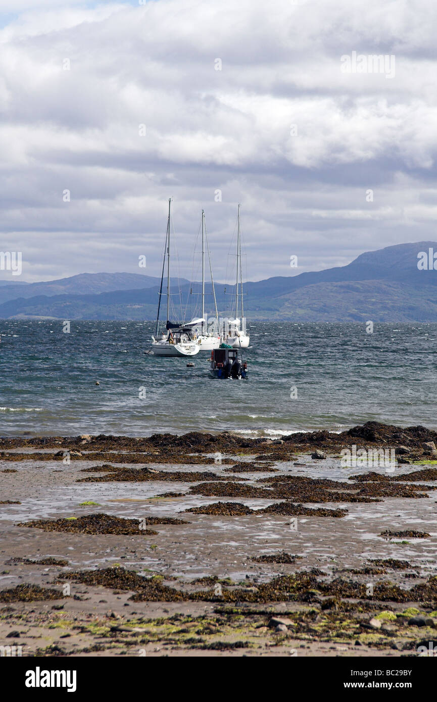 Sailing boats anchored at Armadale, Isle of Skye, Inner Hebrides, West ...