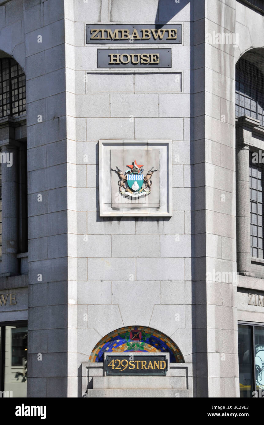 London Zimbabwe House High Commission 429 Strand embassy building Stock ...