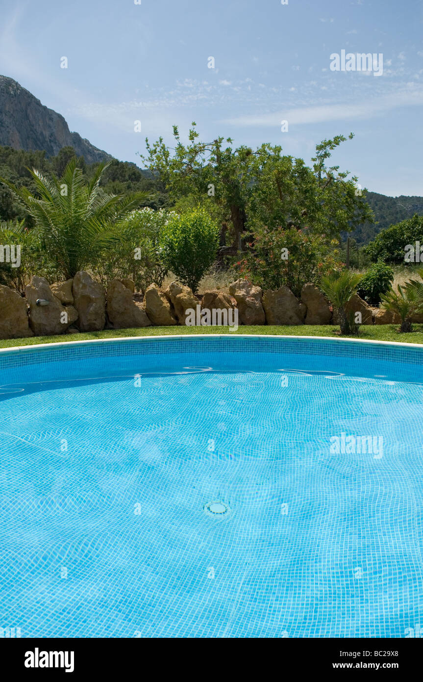 View of holiday villa swimming pool in Majorca, Spain Stock Photo - Alamy