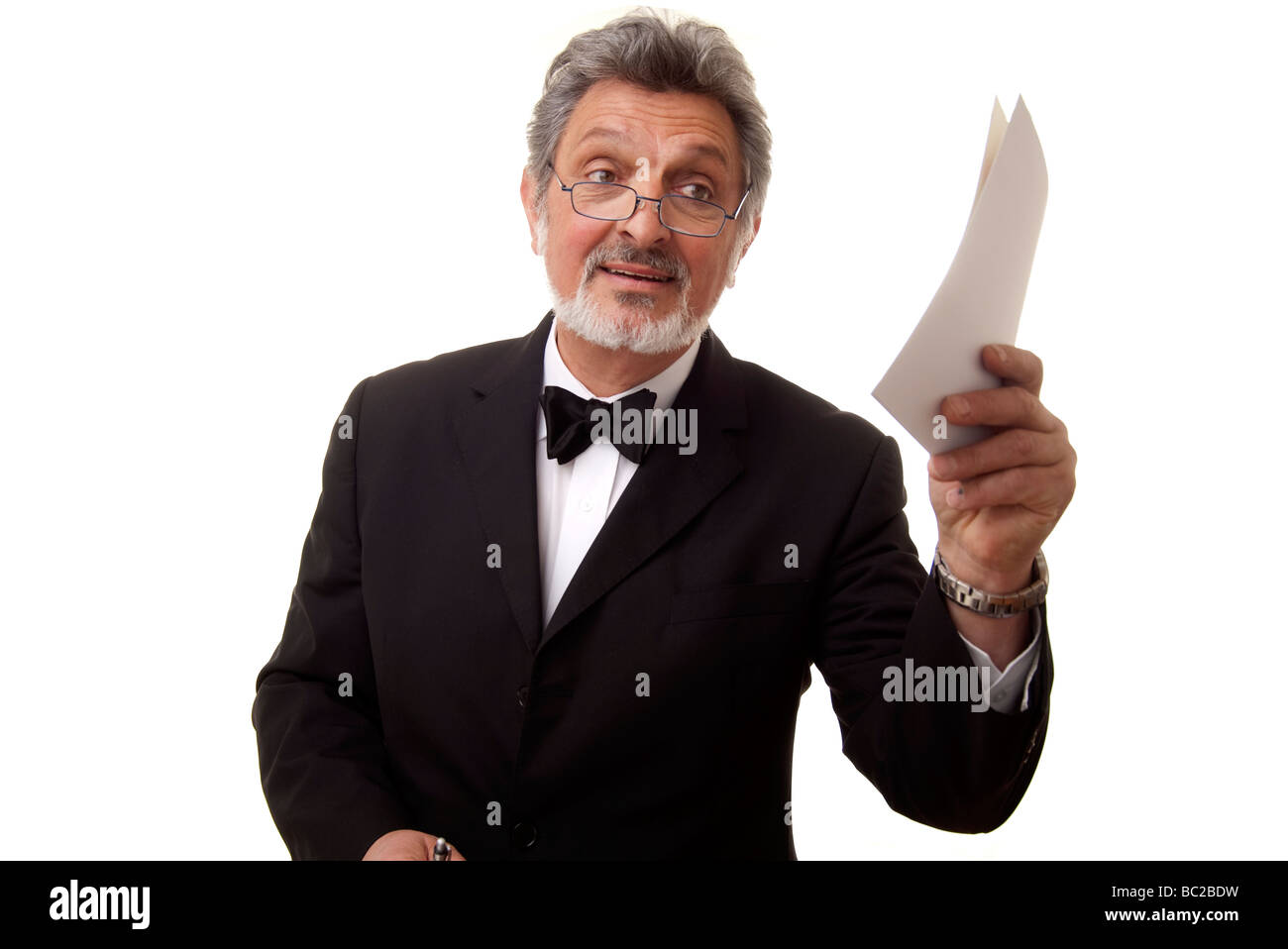 head waiter holding a menu Stock Photo - Alamy