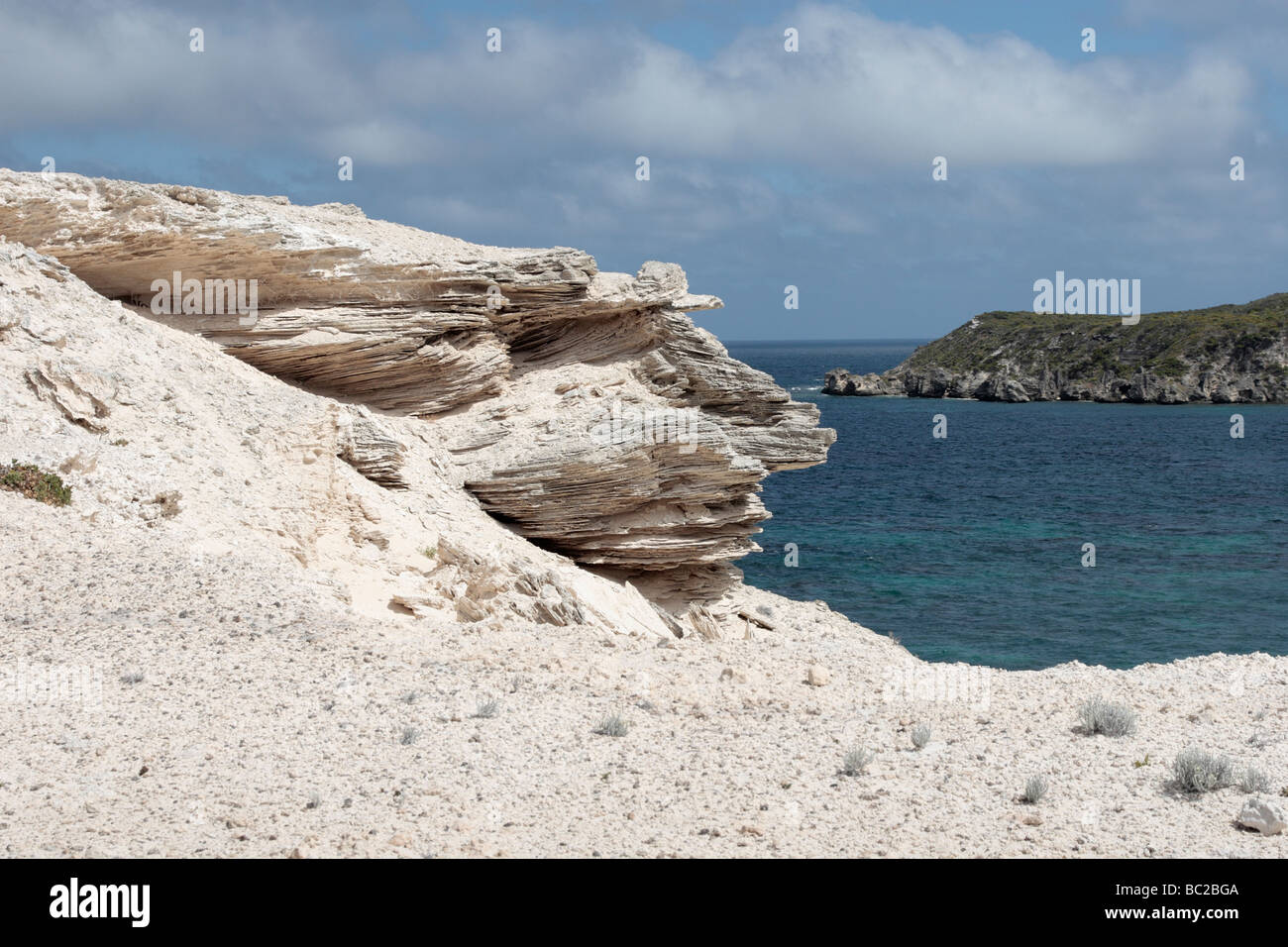 Layers of crumbling limestone on the shore of Hamelin Bay near Cape ...