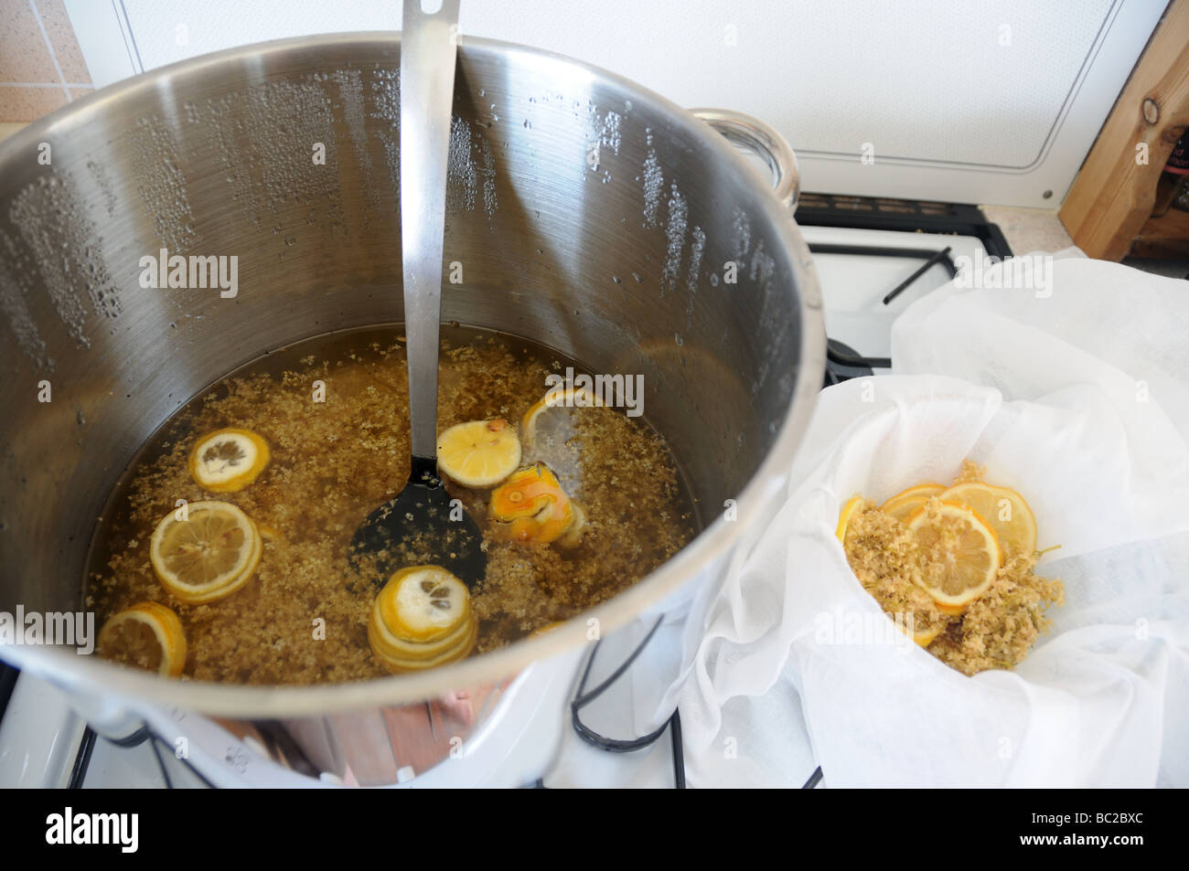 Making Elderflower cordial Stock Photo - Alamy
