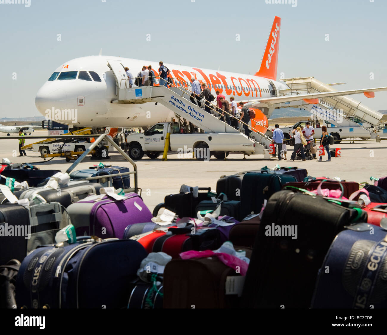 Passengers boarding an Easyjet plane Stock Photo - Alamy
