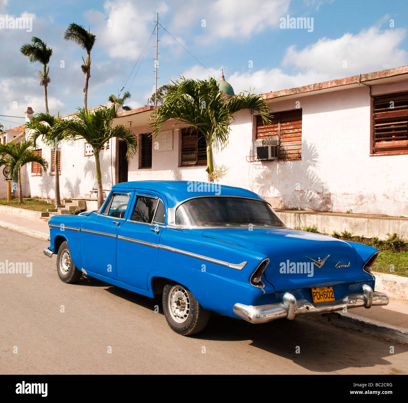 Blue car in Vinales, Cuba, Caribbean Stock Photo - Alamy