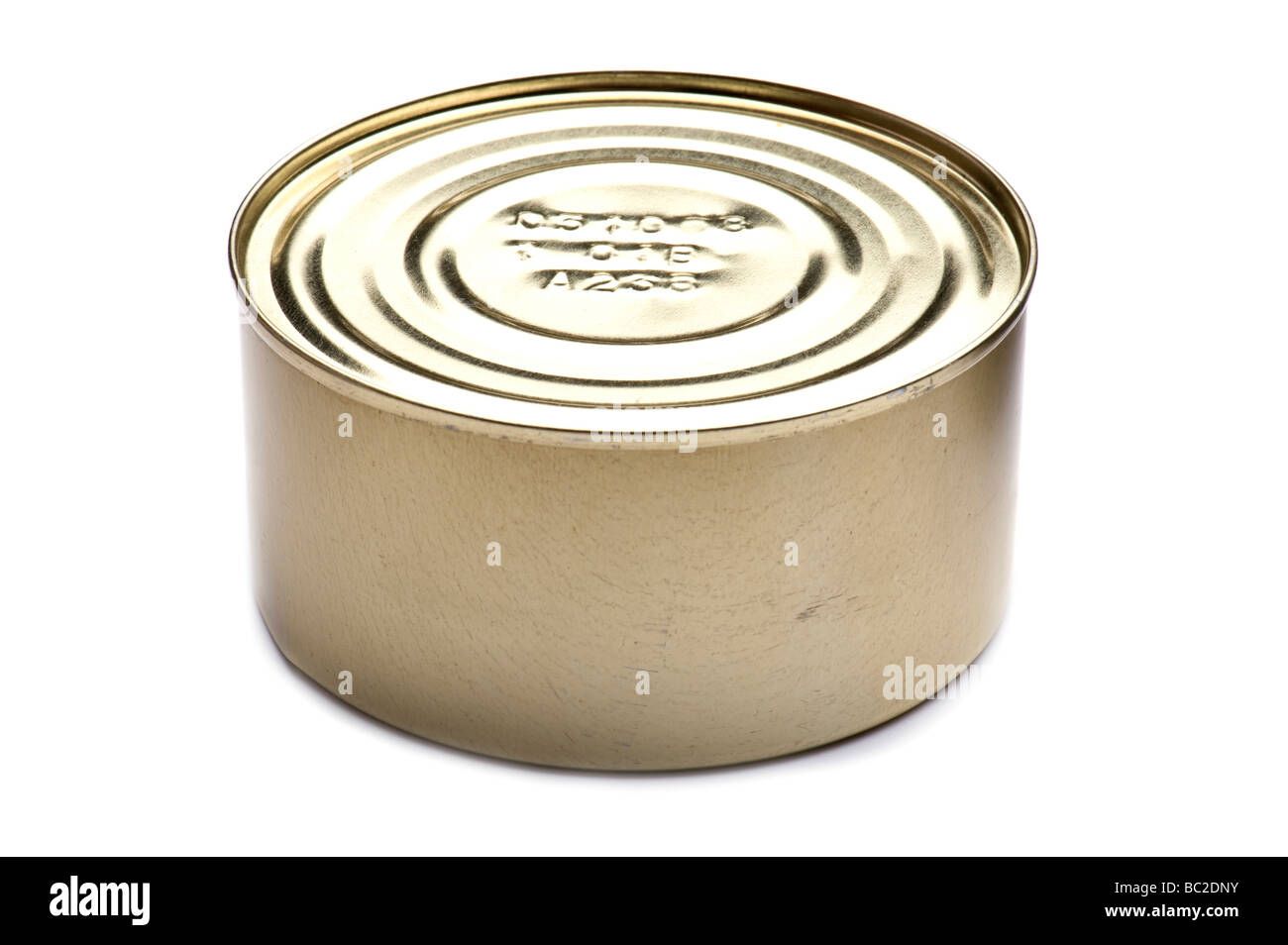object on white food Tin with canned food Stock Photo - Alamy