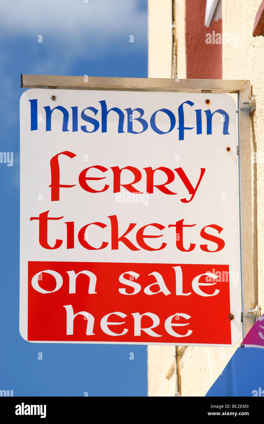 sign at the ferry ticket shop in Cleggan, Ireland Stock Photo - Alamy