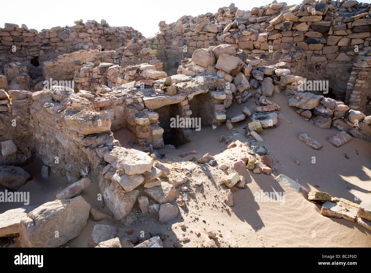 The walls of Daydamus Roman Fort in the Eastern Desert of Egypt , North ...