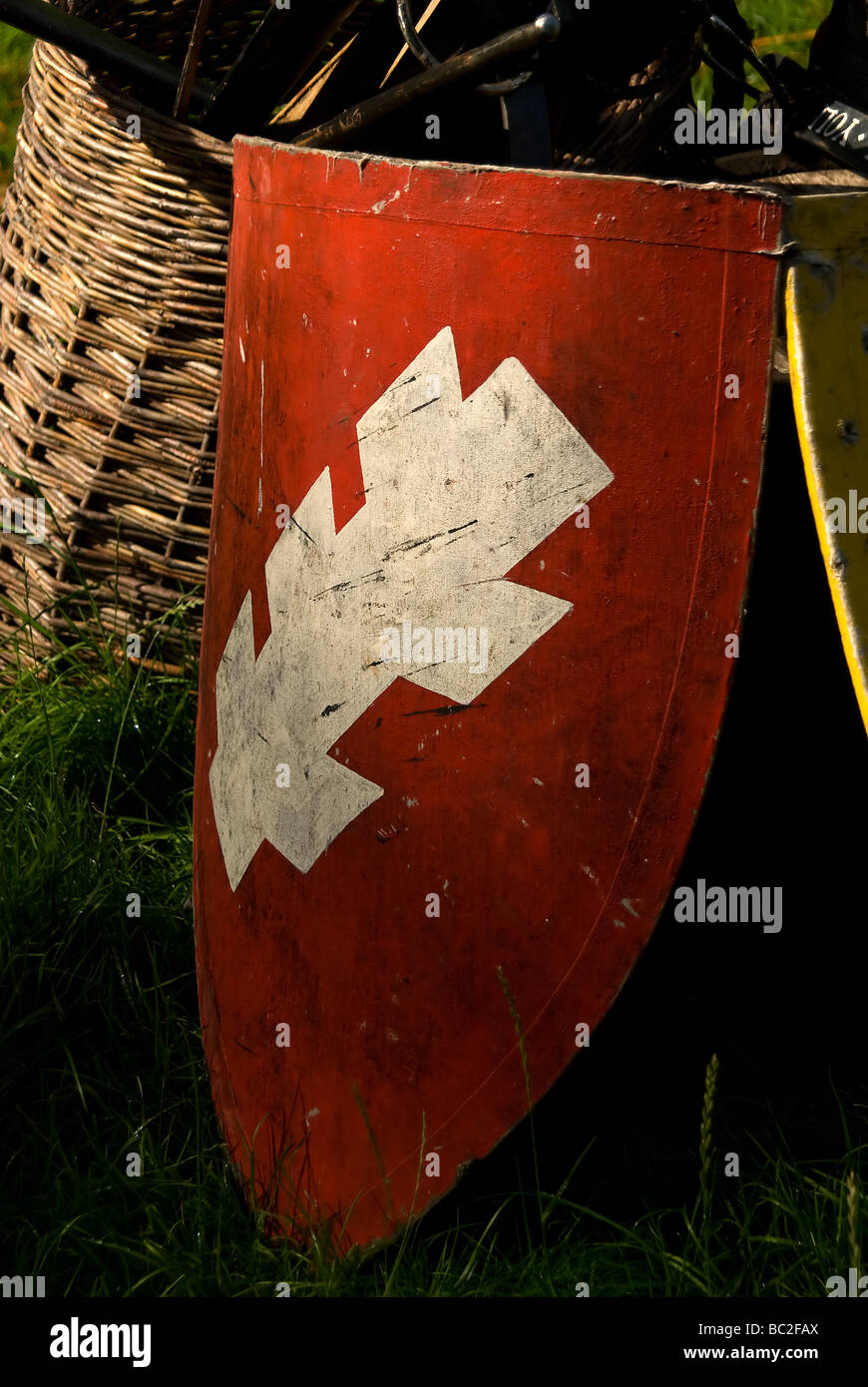 Medieval shield of a knight taken at a reenactment day at Warwick ...