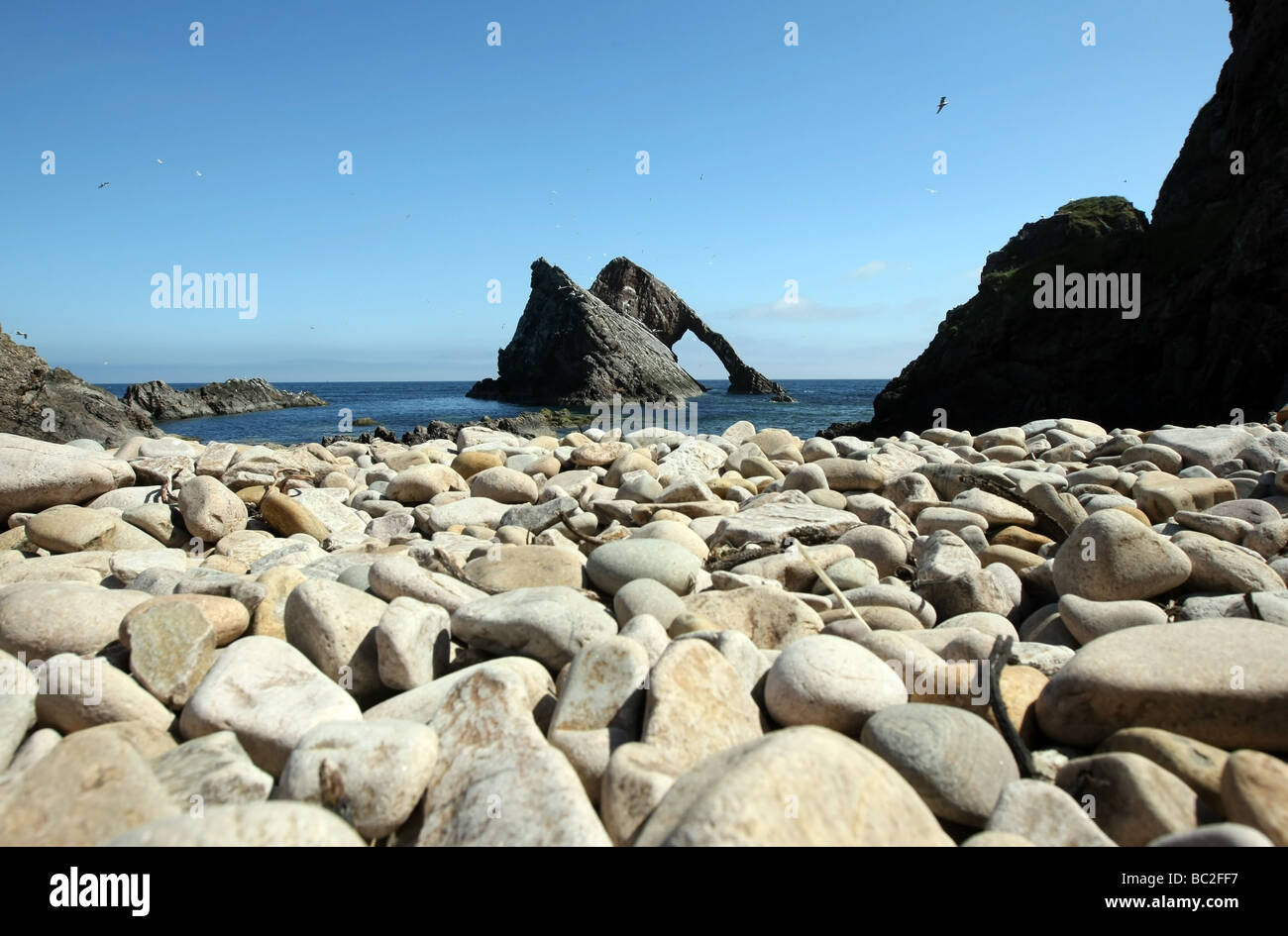 The strange rock formation known as the Bowfiddle Rock near the village ...