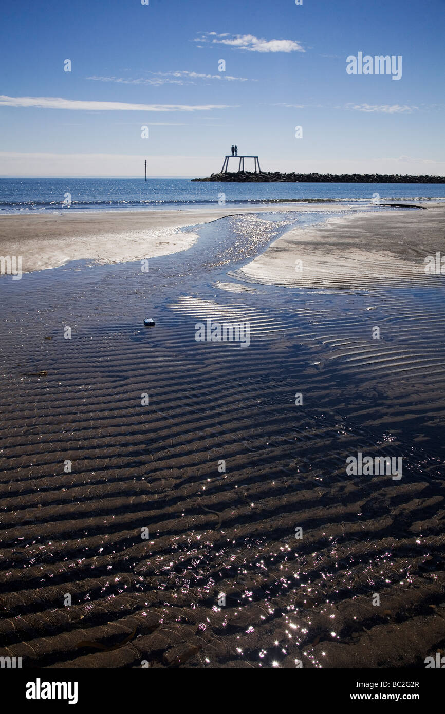 Coal dust on the beach at Newbiggin-by-the-Sea, Northumberland Stock ...