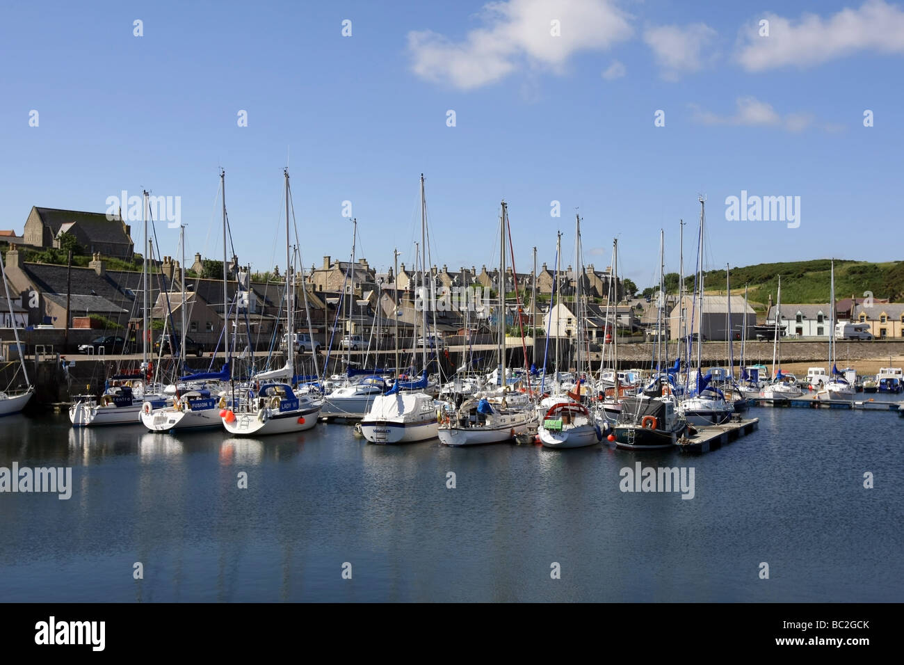 The picturesque harbour of the former fishing village of Findochty ...