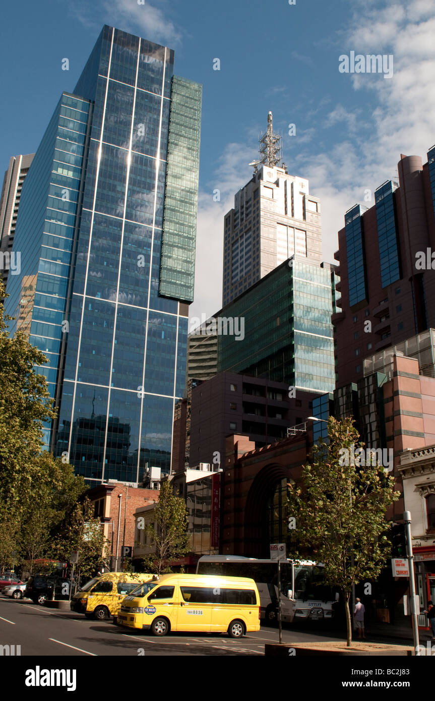 Old and new buildings on Collins Street, Melbourne, Victoria, Australia ...