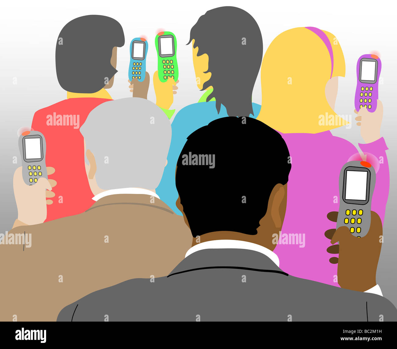 Crowd checking cell phones hi-res stock photography and images - Alamy