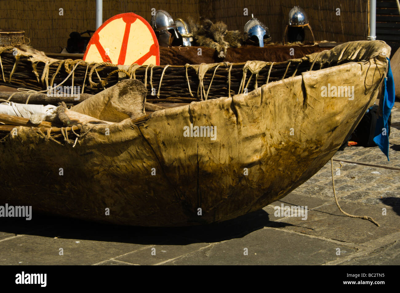 Primitive boat on show at Gloucester docks dutring the Tall Ships ...
