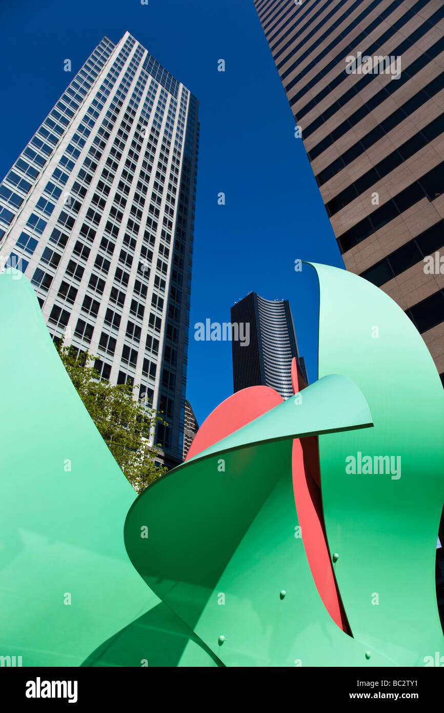 Downtown office buildings and sculpture Seattle Washington Stock Photo ...