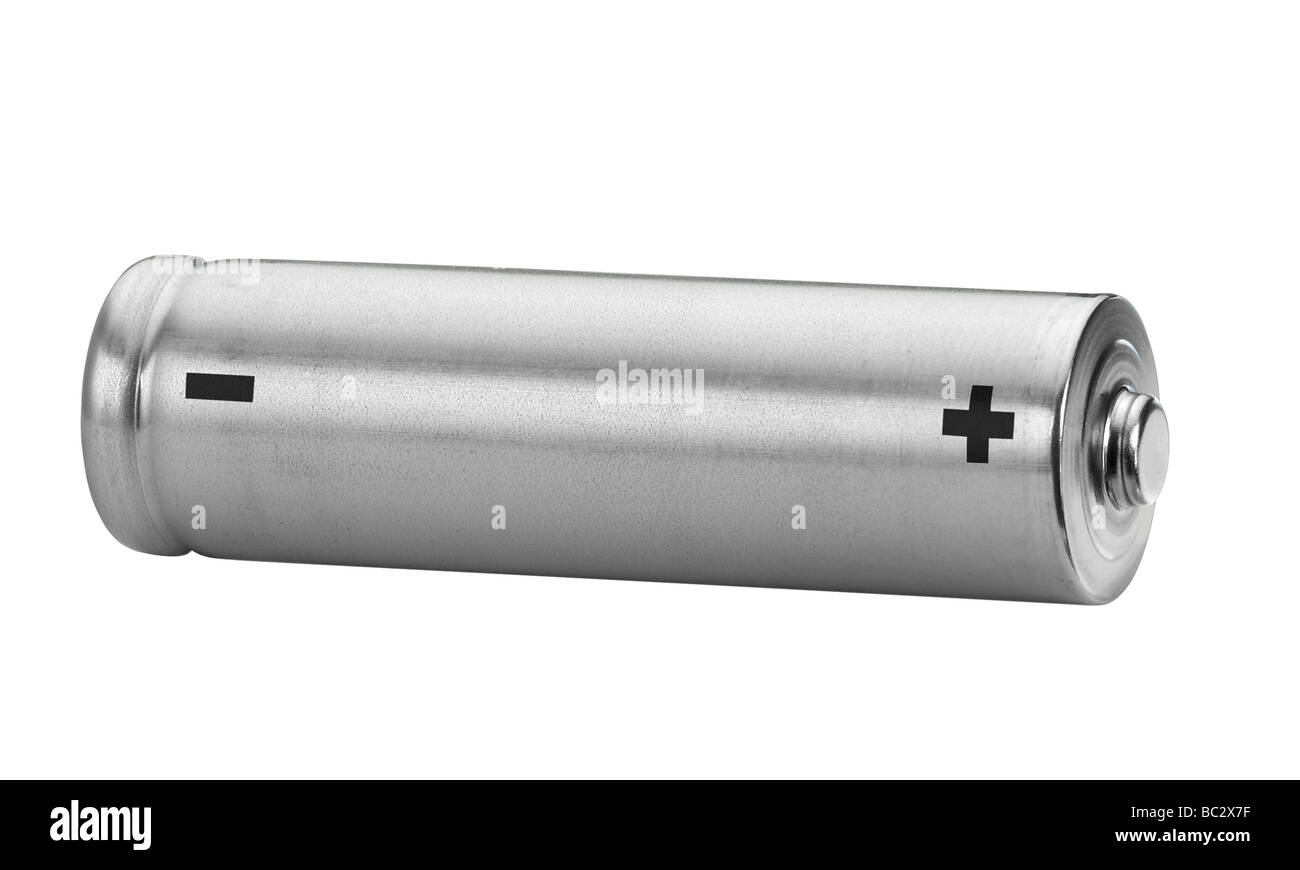 A battery isolated on white background Stock Photo - Alamy