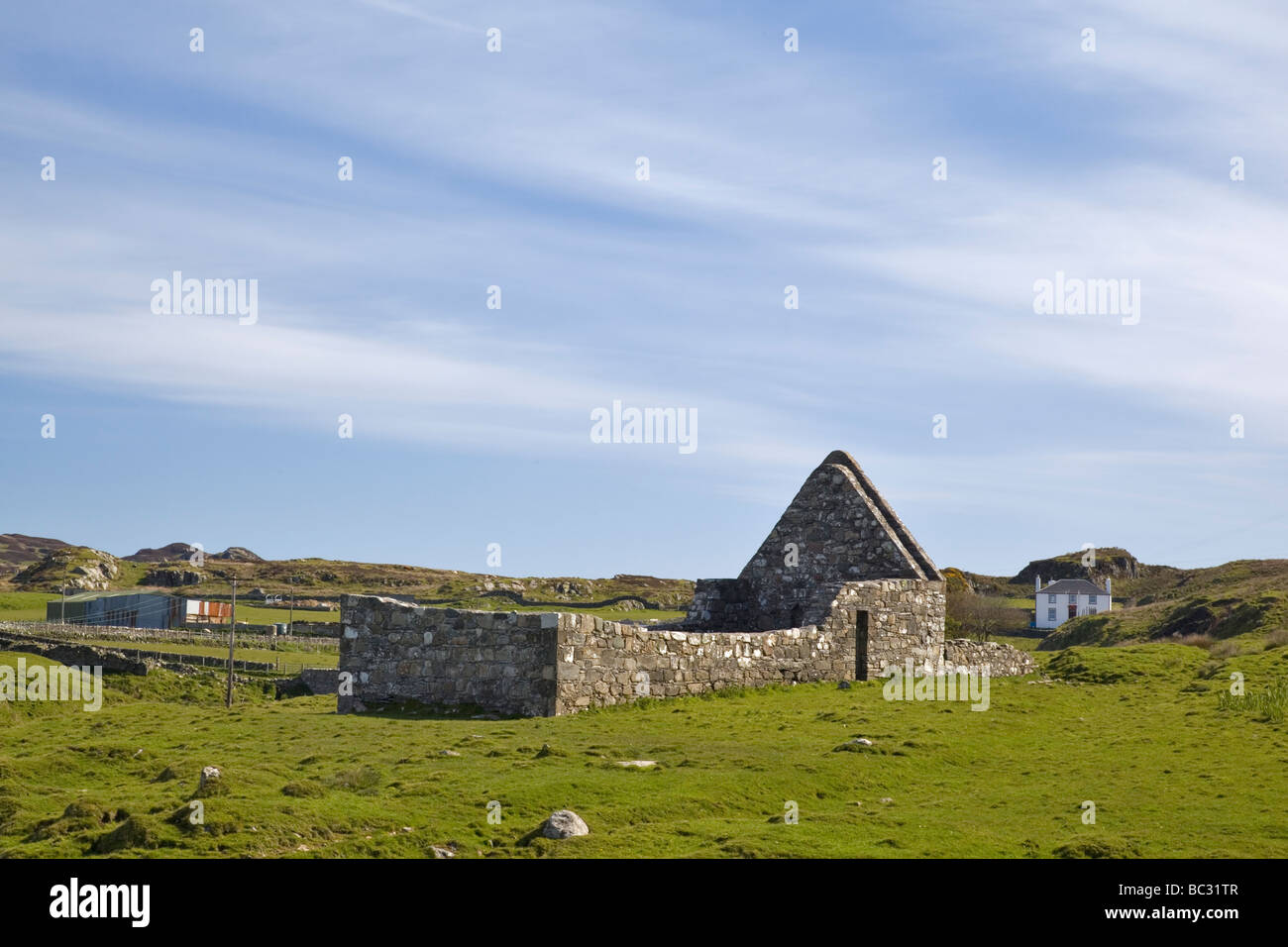 The ruins of the late medieval chapel at Kilchiaran, Islay, Scotland ...