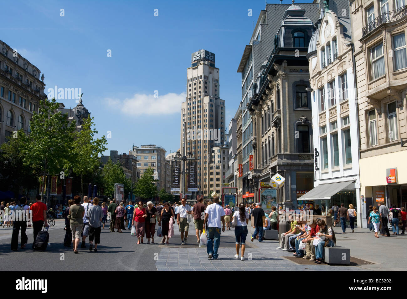 Belgium Flanders Antwerp The Meir Shopping Pedestrian avenue Stock ...
