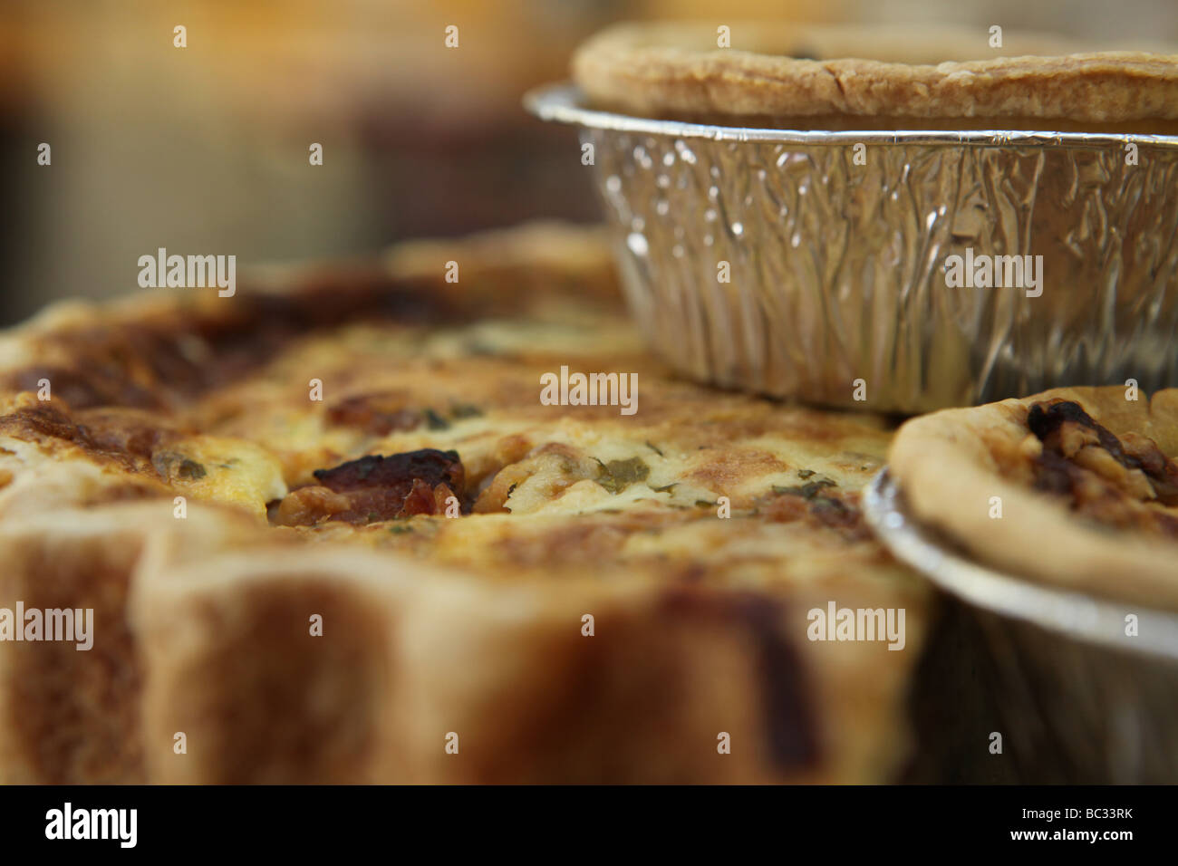 healthy organic pies stacked up ready to be eaten or brought in a ...
