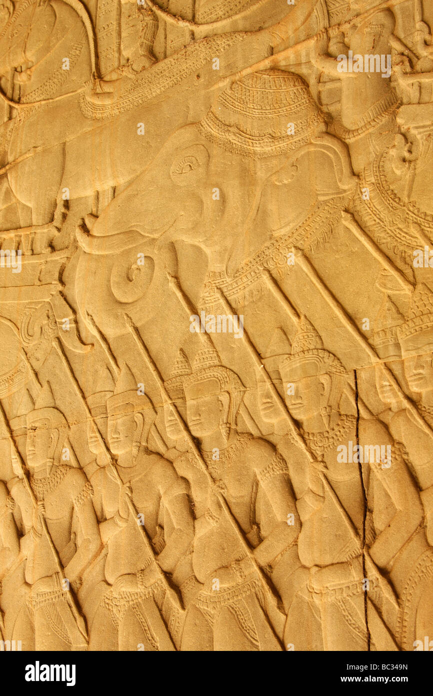 [Angkor Wat], [bas relief] depicting an elephant and army of devas ...