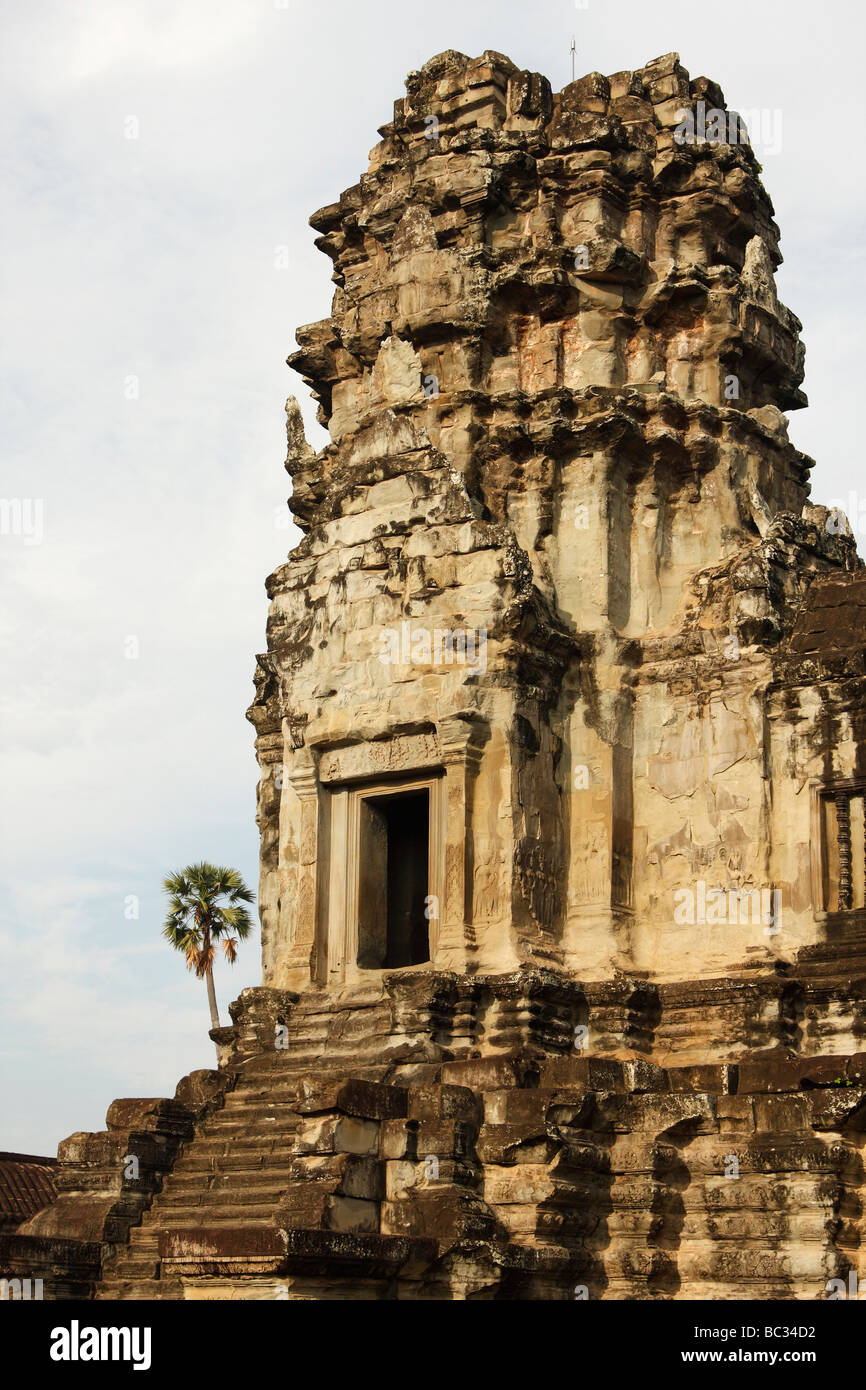 Oriental stone tower, [Angkor Wat] temple ruins, Cambodia, [Southeast ...