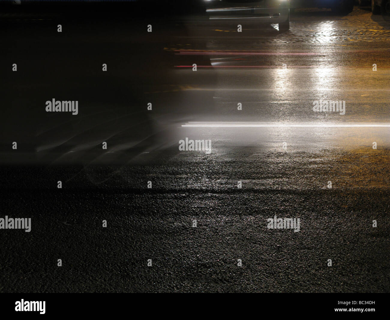 fast cars in dark street at night Stock Photo - Alamy