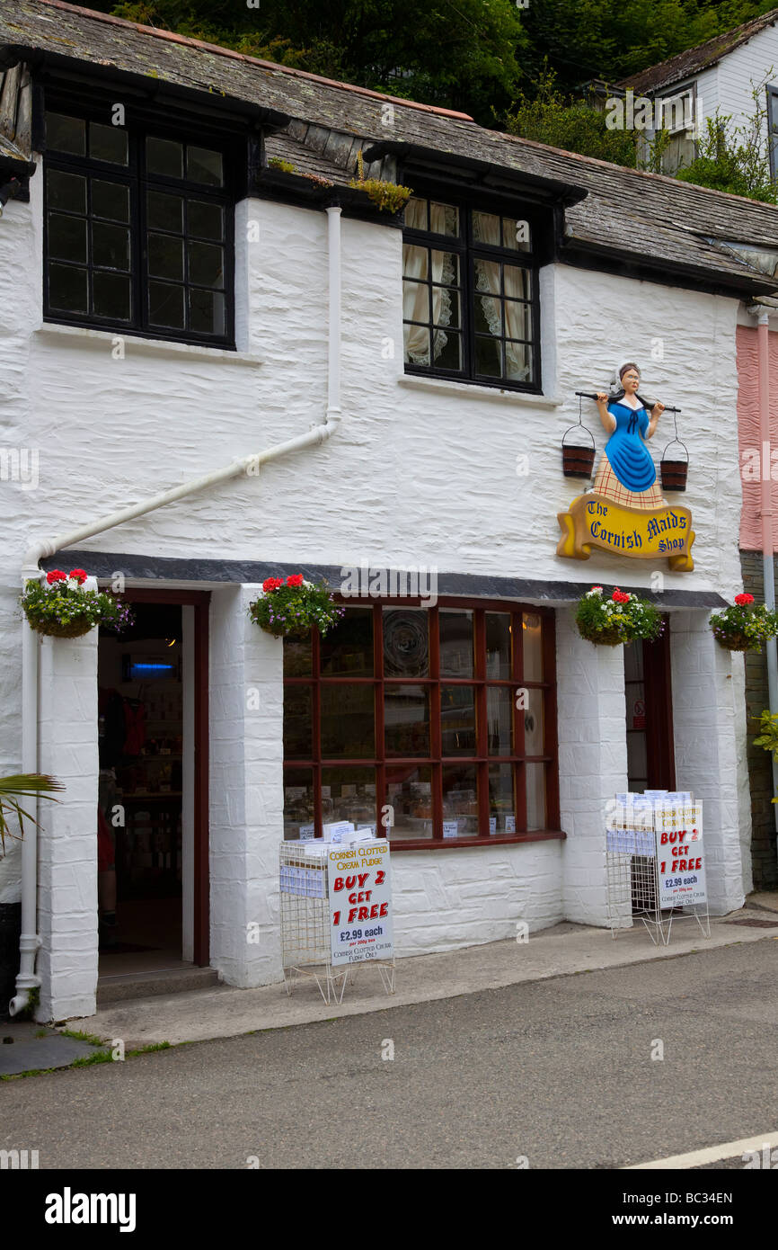 Cornish Maids, a shop in Polperro, Cornwall, England, UK Stock Photo ...