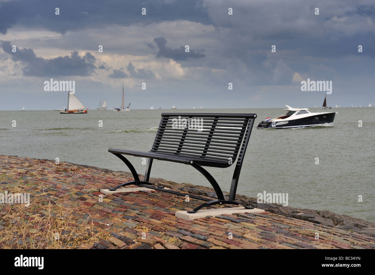 A bench in volendam the netherlands Stock Photo - Alamy