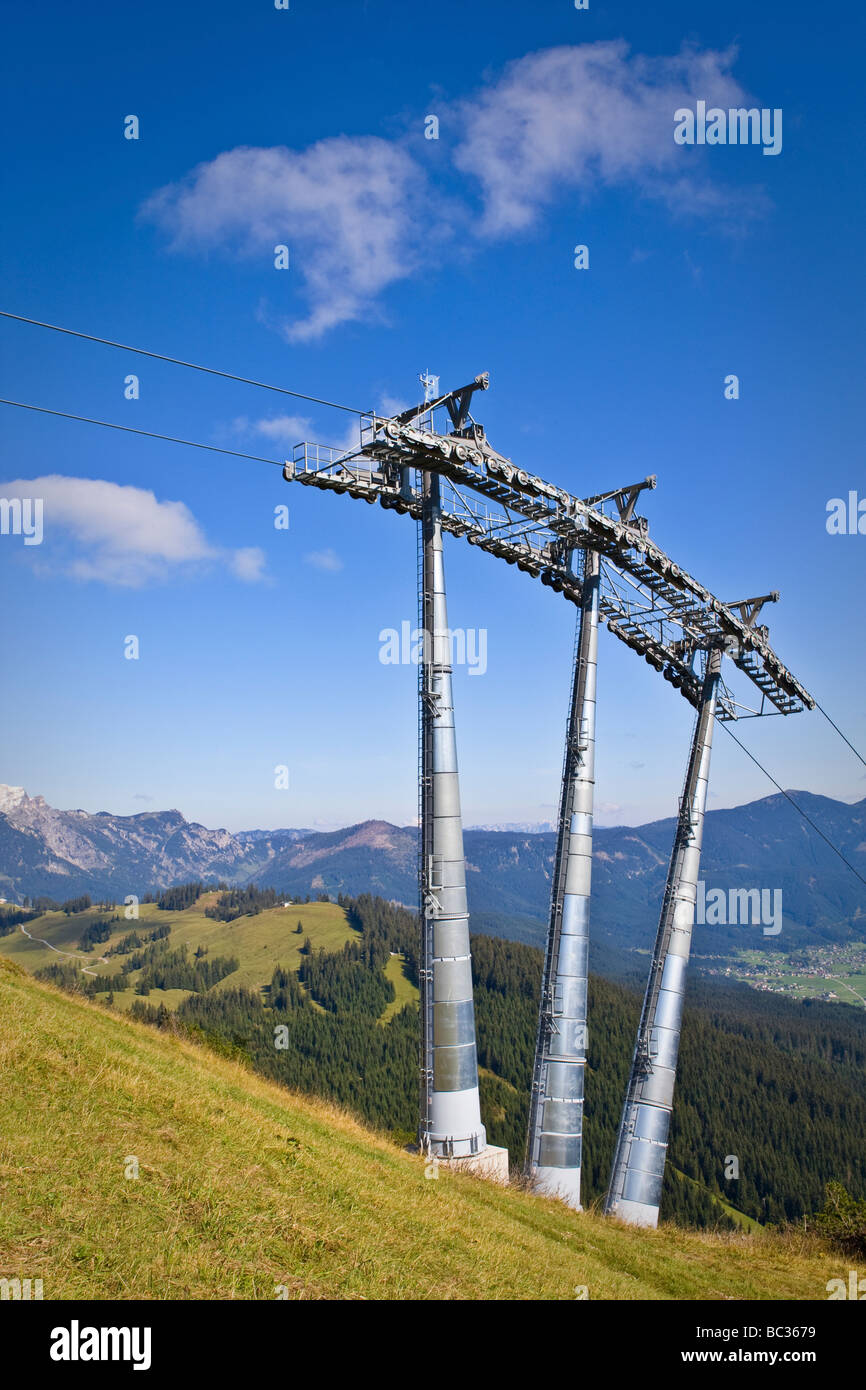 Ski lift tower under high mountains Gosau Austria Stock Photo - Alamy