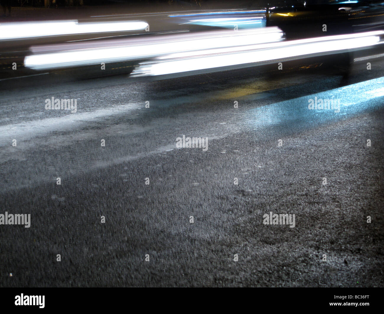 fast cars in dark street at night Stock Photo - Alamy