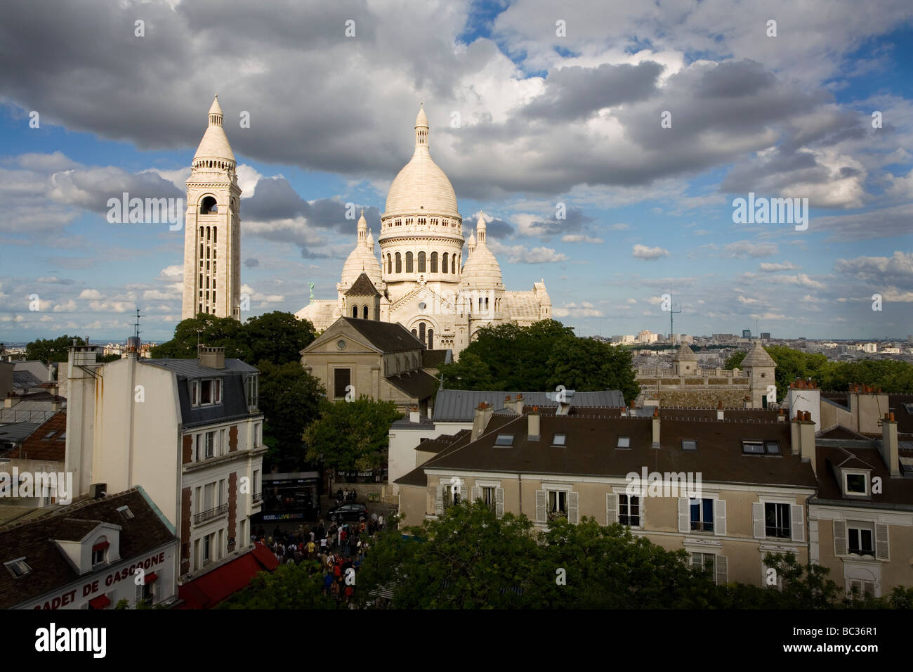 View of the Place du Tertre and Sacre Coeur in Montmartre Paris France ...