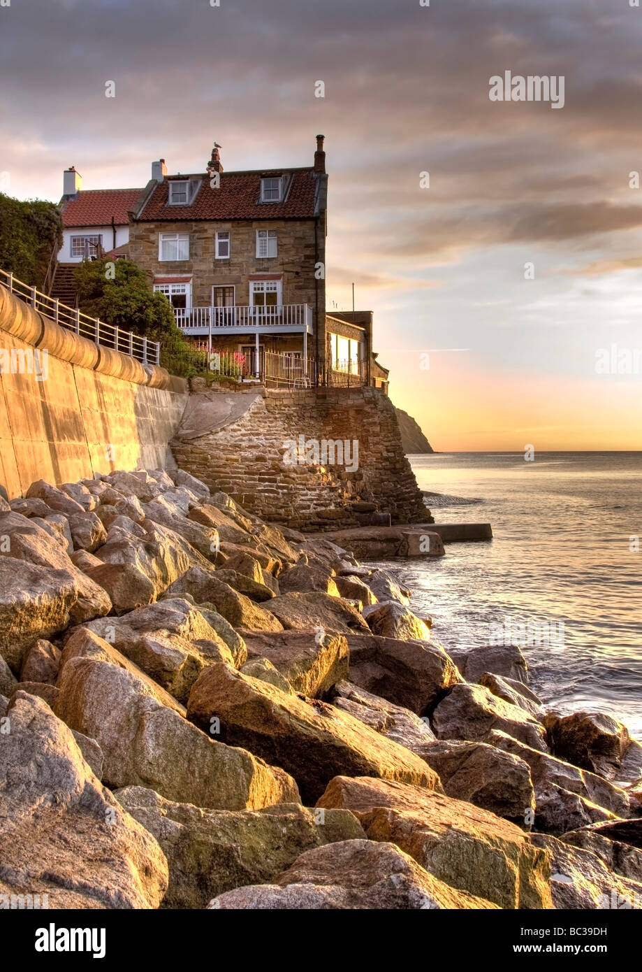 Sea front house at Robin hoods Bay, North East Yorkshire Stock Photo ...