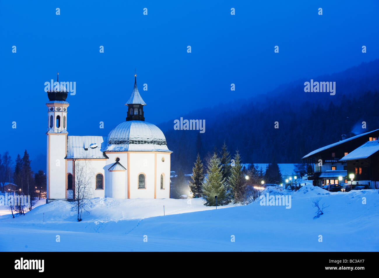 village church Seefeld ski resort the Tyrol Austria Stock Photo - Alamy