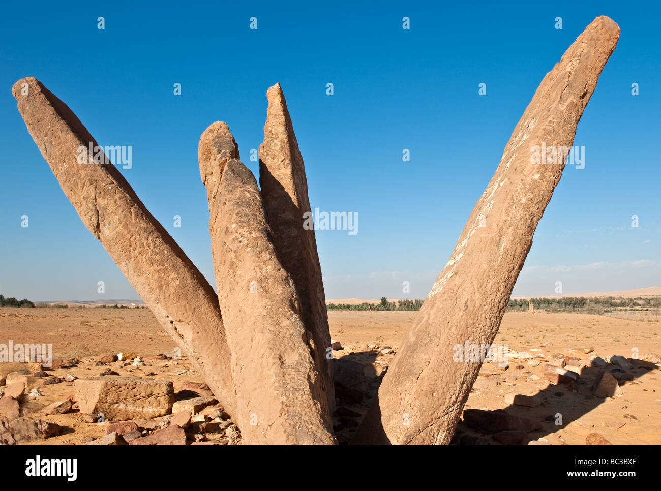 Al Jouf the Rajajil archaeological site with the prehistoric standing ...