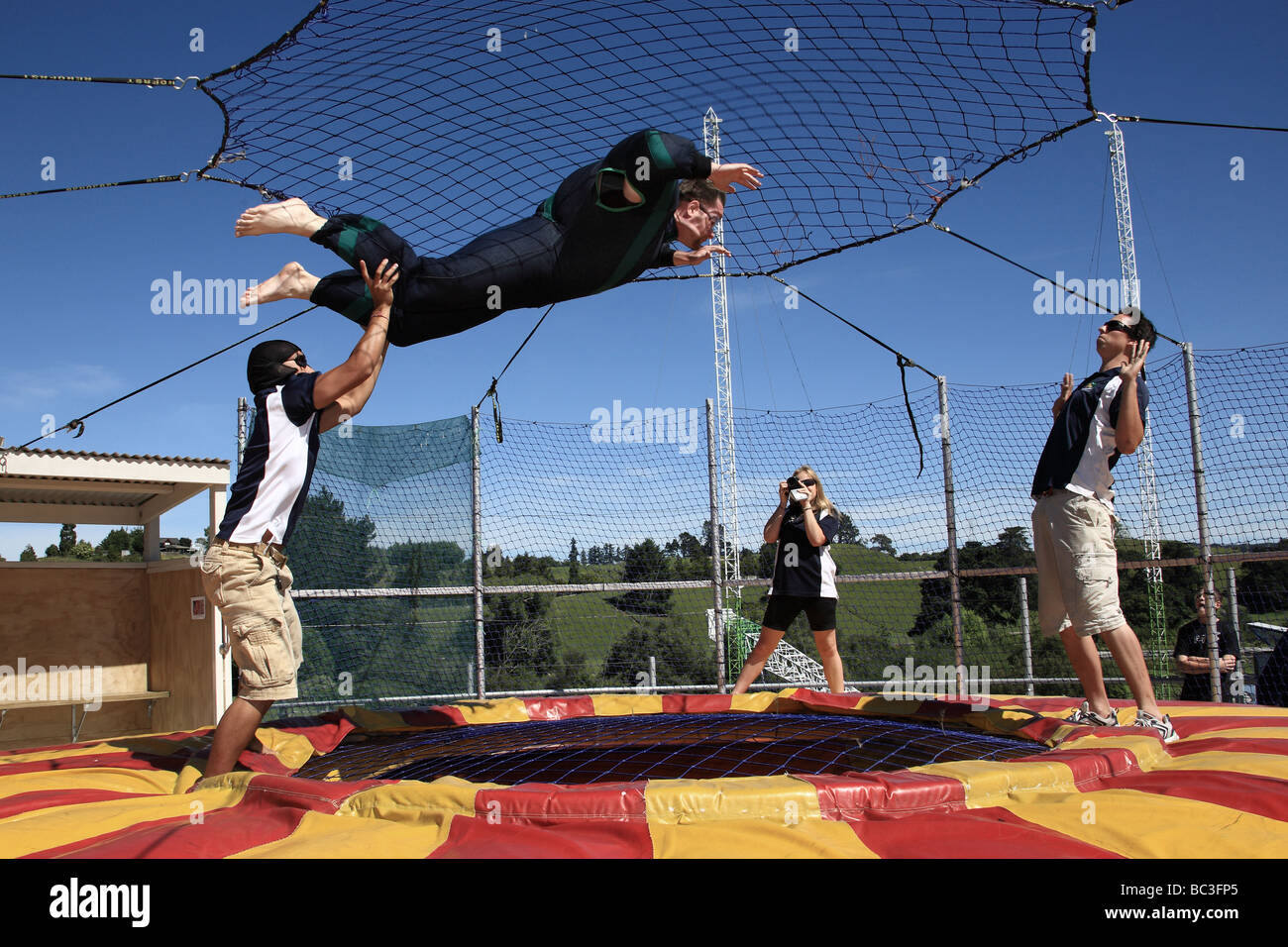 Freefall Xtreme, tourist flying while suspended on a wind tunnel in ...