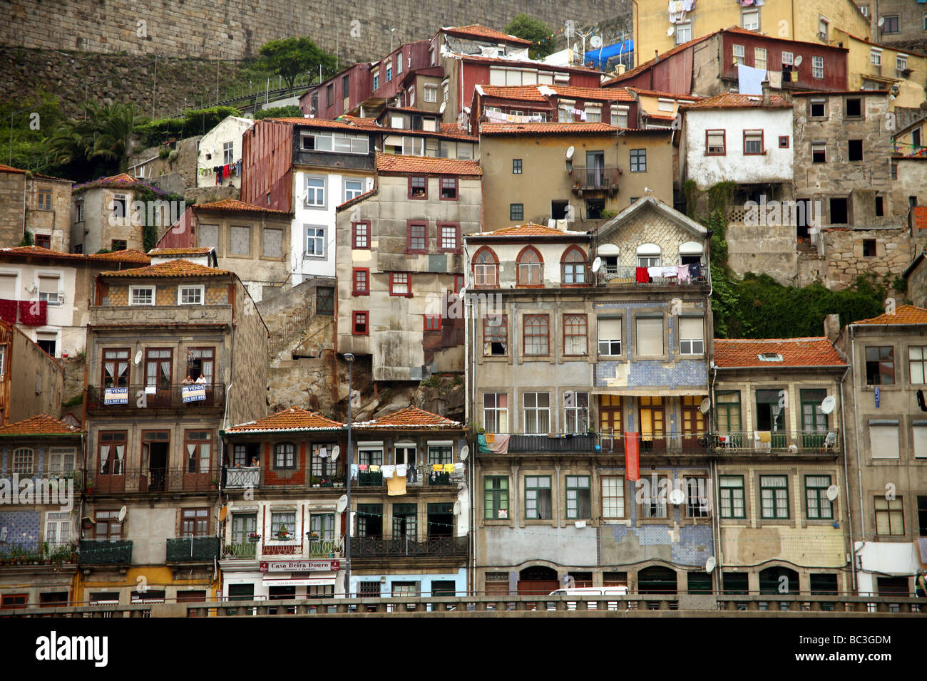 Riverfront Cais da Ribeira Porto Portugal UNESCO world heritage site ...
