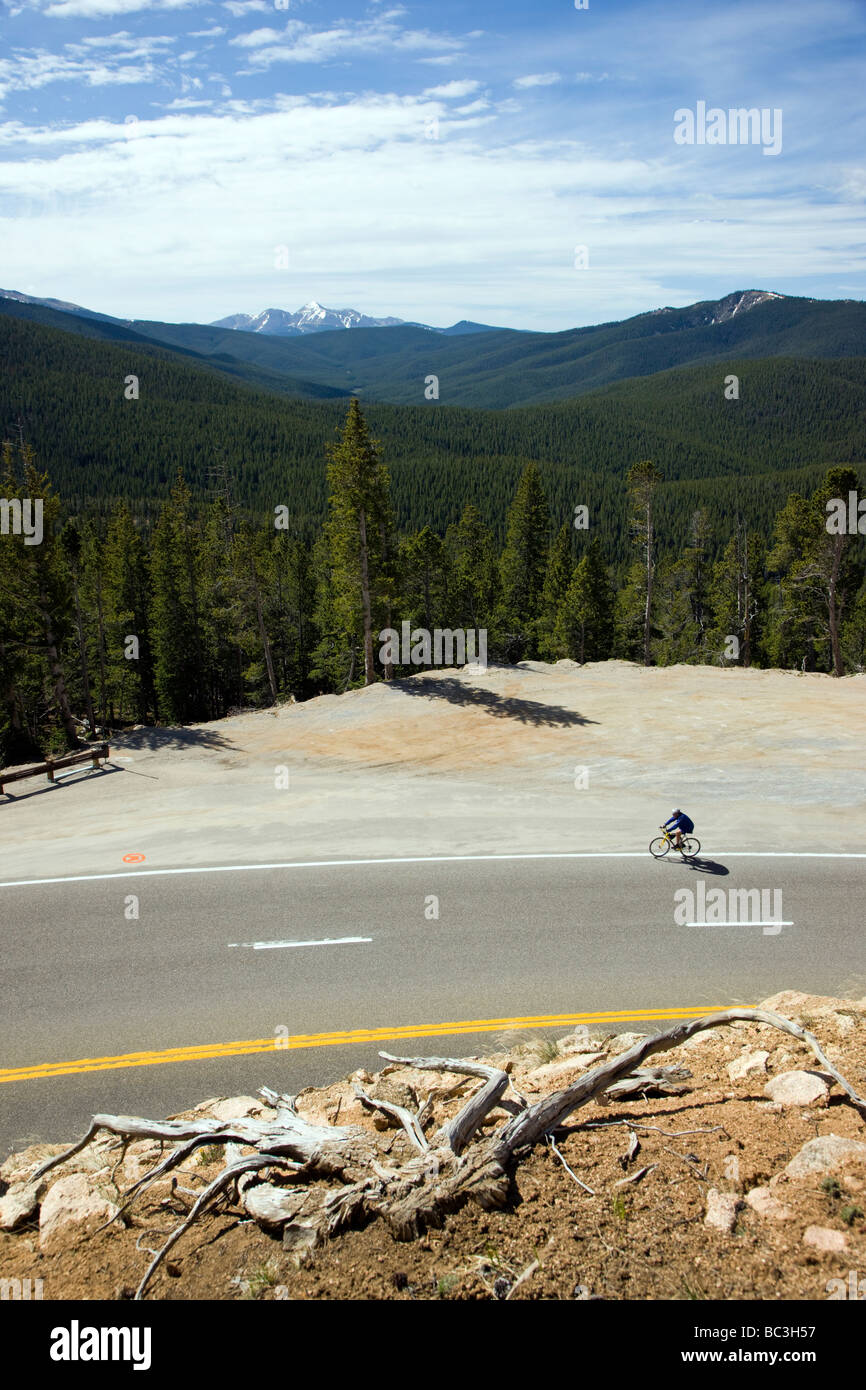 Cyclists riding on Highway 50 over Monarch Pass in Colorado during the ...